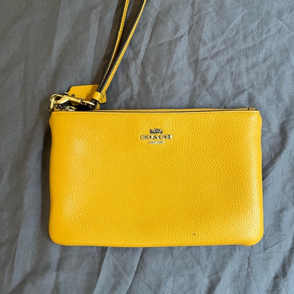 Coach | Bags | Coach Yellow Corner Zip Wristlet | Poshmark